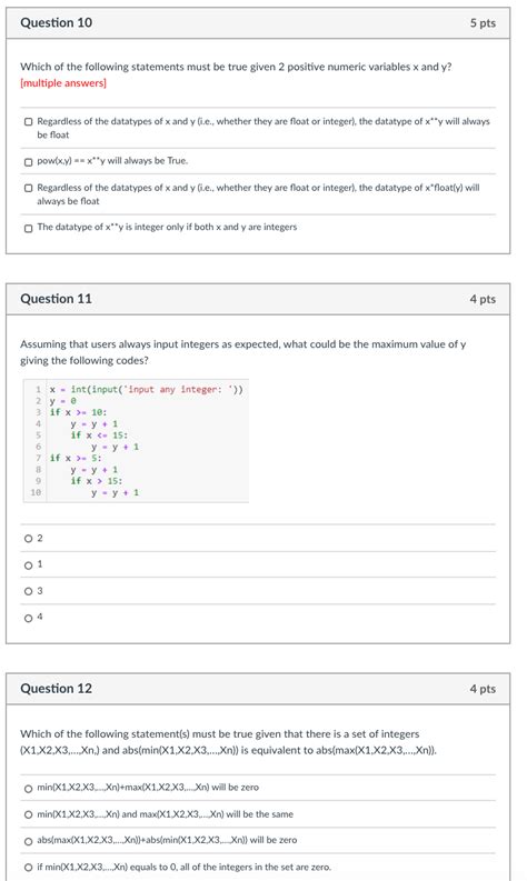 Solved Question Pts Which Of The Following Statements Chegg
