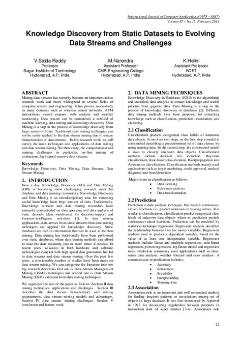 pdf knowledge discovery from static datasets to evolving data streams