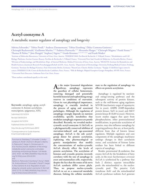 Pdf Acetyl Coenzyme A