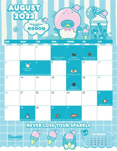 Sanrio Friend Of The Month In 2023 Cute Calendar Sanrio Diy Calendar