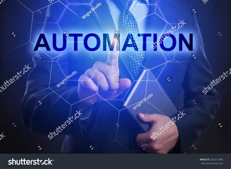 Businessman Pressing Touch Screen Interface Select Foto De Stock