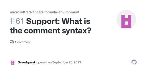 support what is the comment syntax · issue 61 · microsoft advanced