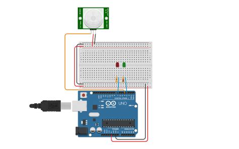 Circuit Design U19 Motion Detector With Red And Green Leds Tinkercad