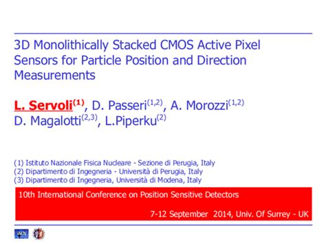 Pdf 3d Monolithically Stacked Cmos Active Pixel Sensors For Particle Position And Direction