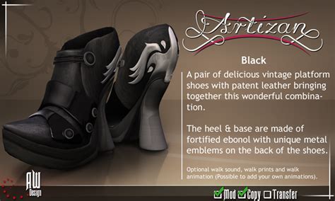 Second Life Marketplace Artizan Black Platform Sexy Shoes In Patent Leather