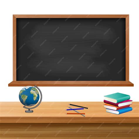 Décor De Classe Tableau Noir Globe Terrestre Et Livres Sur Table