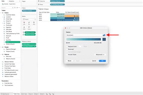 default formatting in tableau quick setup guide