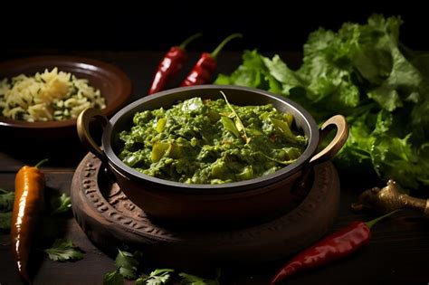 Premium Ai Image Indian Saag Indian Food Photography
