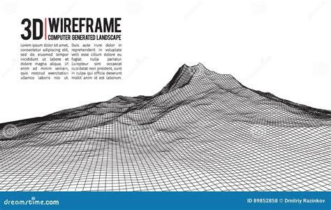 Abstract Vector Wireframe Landscape Background Cyberspace Grid 3d Technology Wireframe Vector