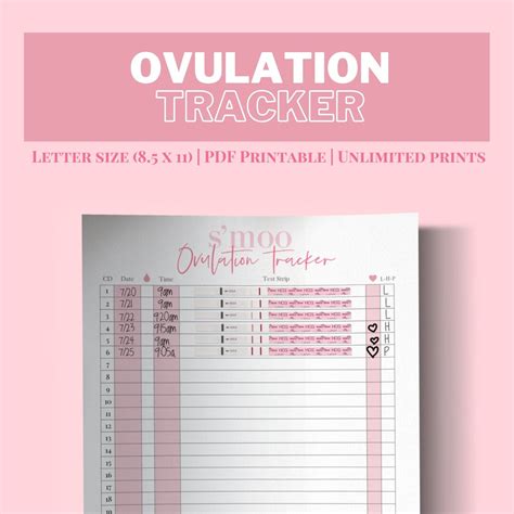 Printable Ovulation Log Tracker Digital Planner Pdf Pcos Friendly Ttc Fertility Tracker