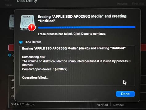 erase process has failed on mac internal and external drive