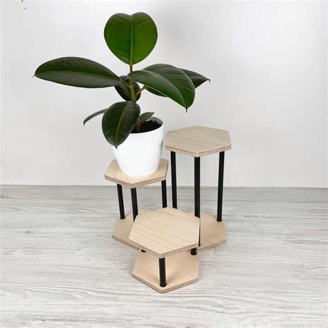 Підставка під кімнатні рослини підставка під вазони тримач вазона натуральна з чорними опорами