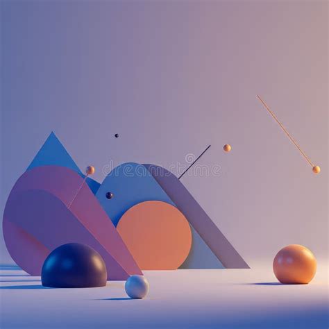 Geometric Shapes Arrangement Creating Abstract And Modern Composition With Soft Lighting Stock