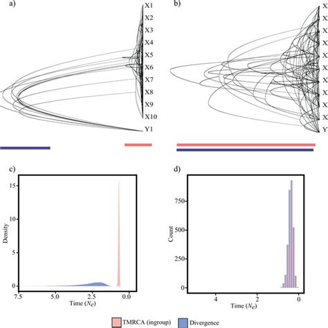 Ten Randomly Selected Genealogies From The Coalescent Simulations Of