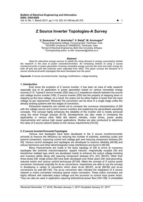 Z Source Inverter Topologies A Survey Pdf