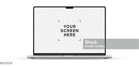 흰색 배경에 고립 된 현대 노트북 모형 전면 보기 Ui Ux 앱 및 웹 사이트 프리젠 테이션 스톡 벡터 일러스트레이션에 대한 노트북 모형 실물 모형에 대한 스톡 벡터 아트