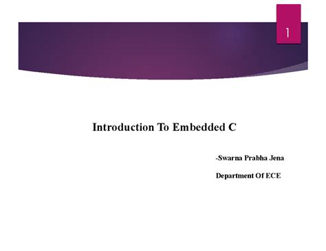 Embedded C 1 Notes Introduction To Embedded C Introduction To