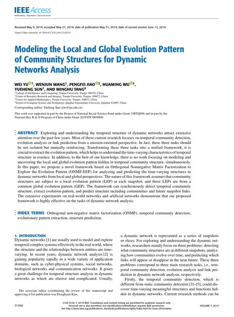 Pdf Modeling The Local And Global Evolution Pattern Of Community Structures For Dynamic