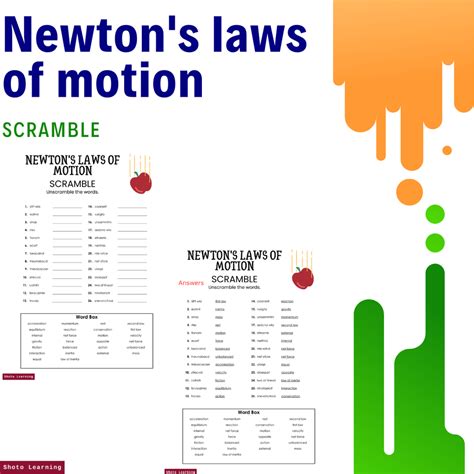 Newtons Laws Scramble Worksheet Unravel The Motion Puzzle Worksheets Library