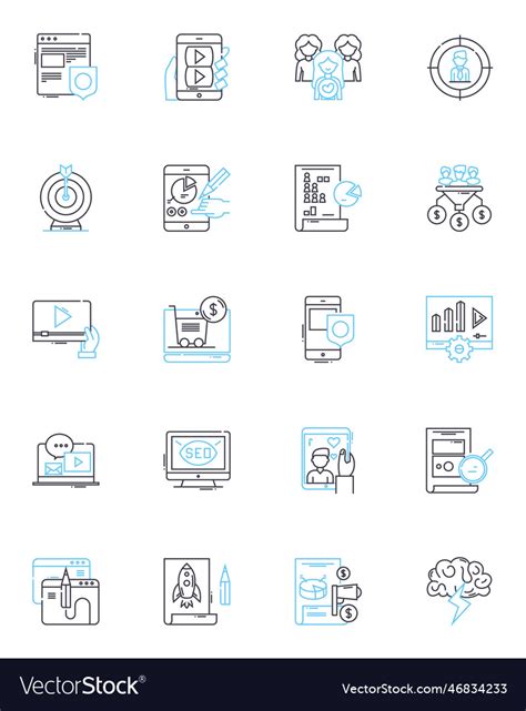 Content Marketing Linear Icons Set Strategy Vector Image