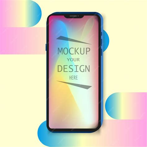 전화 및 화면 ui ux 앱 프레젠테이션 모형 원근감 있는 스마트폰 모형 전면 프리미엄 벡터