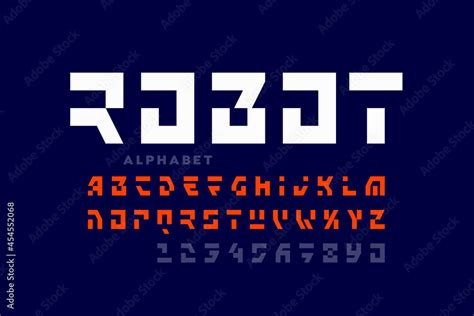 Technology Style Font Design Robot Alphabet Letters And Numbers Vector Illustration Stock
