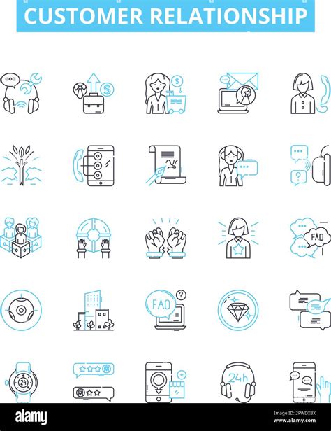 Customer Relationship Vector Line Icons Set Customer Relationship Customers Relationships