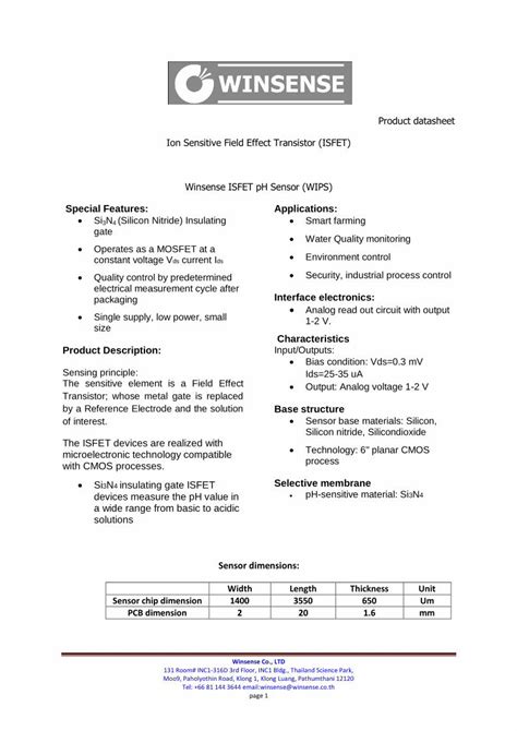 Pdf Ion Sensitive Field Effect Transistor Isfet Winsense