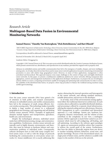 pdf multiagent based data fusion in environmental monitoring networks