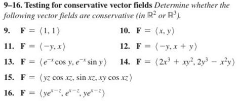 Solved Testing For Conservative Vector Fields Chegg