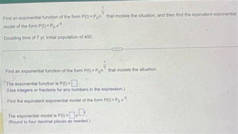 Solved Find An Exponential Function Of The Form P T P0T1 Chegg Com