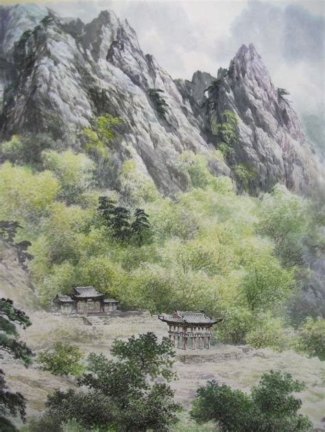 전민 作 내금강의 여름 북한풍경화 산수화 북한그림 조선화 동양화 그림판매 화랑 뜨락갤러리 표구 액자공장 작품액자제작족자병풍가리개 인천갤러리 네이버 블로그