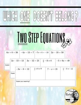 Two Step Equations Which One Doesn T Belong By Damman S Algebra Room