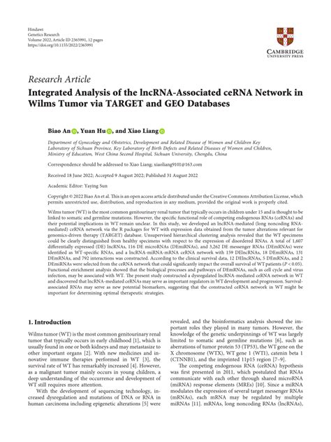 Pdf Integrated Analysis Of The Lncrna Associated Cerna Network In