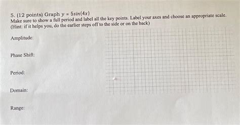 Solved 5 12 Points Graph Y5sin4x Make Sure To Show A