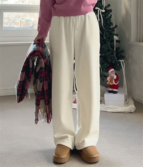 굿원 ️‍🔥누적4000장 기모바지 ️‍🔥 골지 벨로아 밍크 융 기모 와이드 팬츠