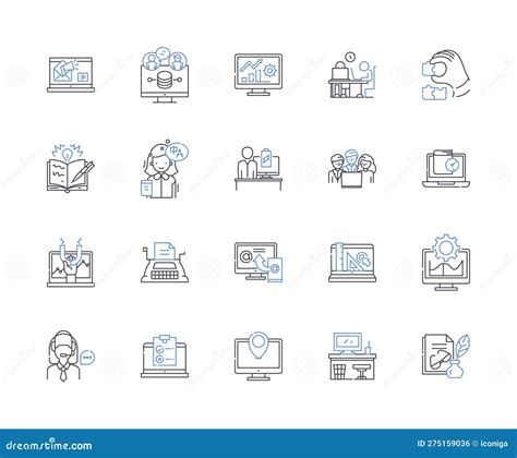 Management And Workflow Outline Icons Collection Workflow Management Planning Organization