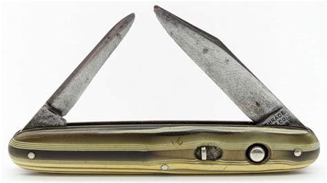 Schrade Striped Celluloid Double Switchblade Knife Auction