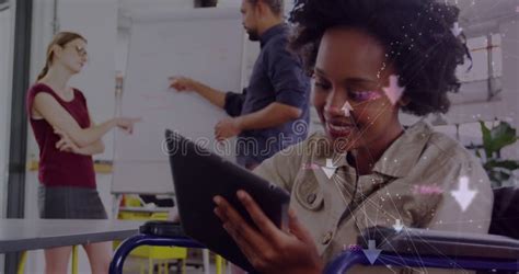 Animation Of Network With Connections And Data Processing Over Diverse Business People Stock