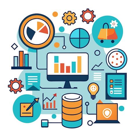 Data Analysis Concept Illustration With Chart Graph Computer Database