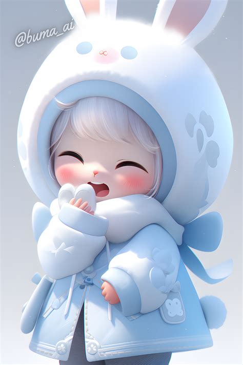 Cute Chibi Bunny In Blue Cute Cartoon Drawings Cute Bunny Cartoon
