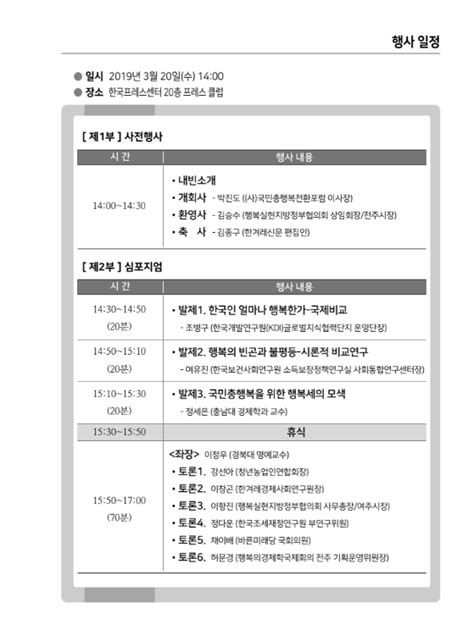 190320 국민총행복과 행복세 세계 행복의 날 기념 심포지엄 행복실현지방정부협의회