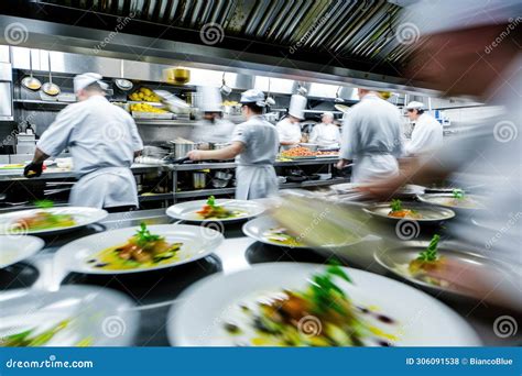 Professional Chefs Working In A Busy Restaurant Kitchen Resplendent