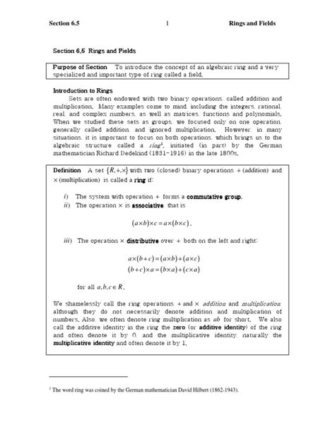 An Introduction To The Fundamental Concepts Of Rings And Fields Exploring The Algebraic