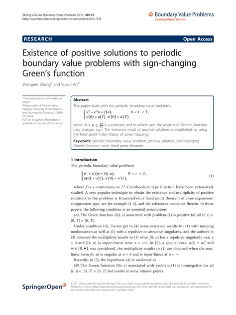 Pdf Existence Of Positive Solutions To Periodic Boundary Value