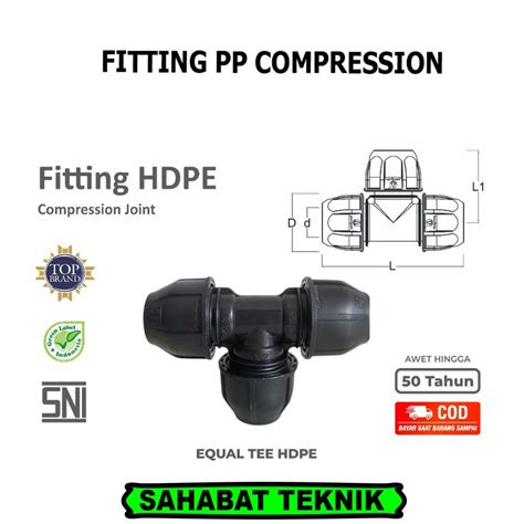 Jual Fitting Hdpe Equal Tee Ukuran 1 2 20mm 3 4 25mm 1 Inch 32mm Sambungan