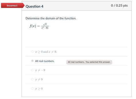 Solved determine the domain of the function f(x)=the square | Chegg.com