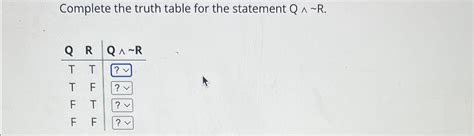 Solved Complete The Truth Table For The Statement