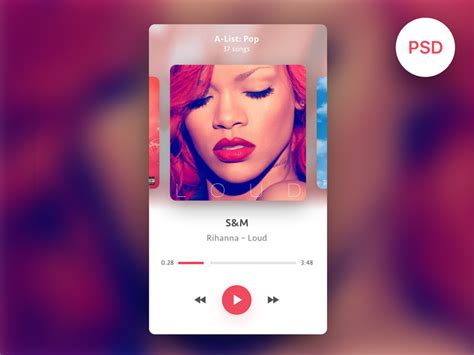 Clean IOS Mp3 Player UI PSD Freebiesjedi