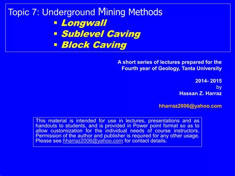 Caving Underground Mining Methods Longwall Sublevel Caving And Block
